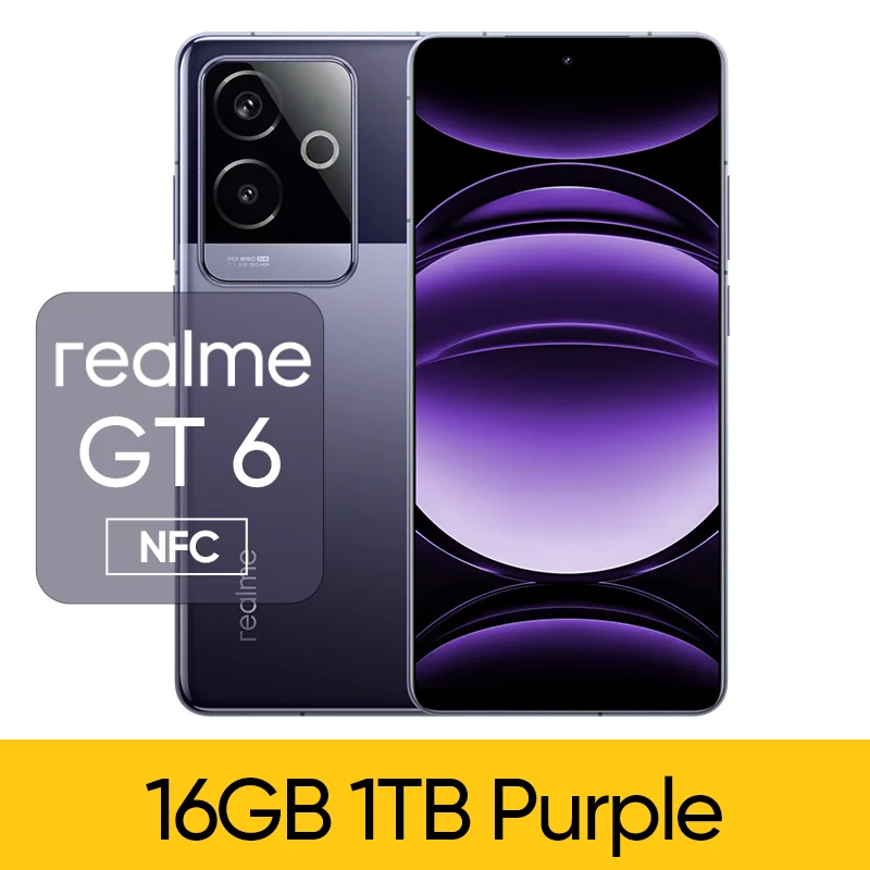 Realme GT 6 original desbloqueado con Snapdragon 8 Gen 3, 5800 mAh, 120 W, hasta 16 GB, 1 TB ...