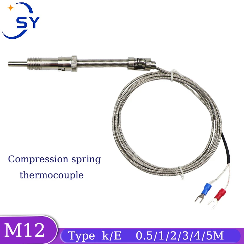 M12 Spring Thermocouple Temperature Sensor K/E Type Signal Temperature ...