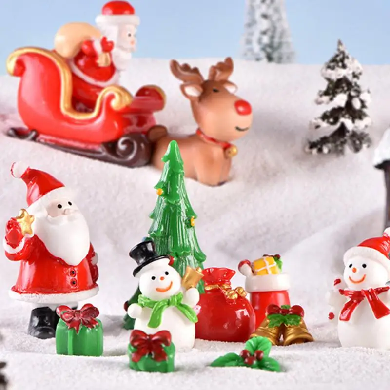 Christmas-Mini-Resin-Figurines-Miniatures-Santa-Claus-Snowman-Elk ...