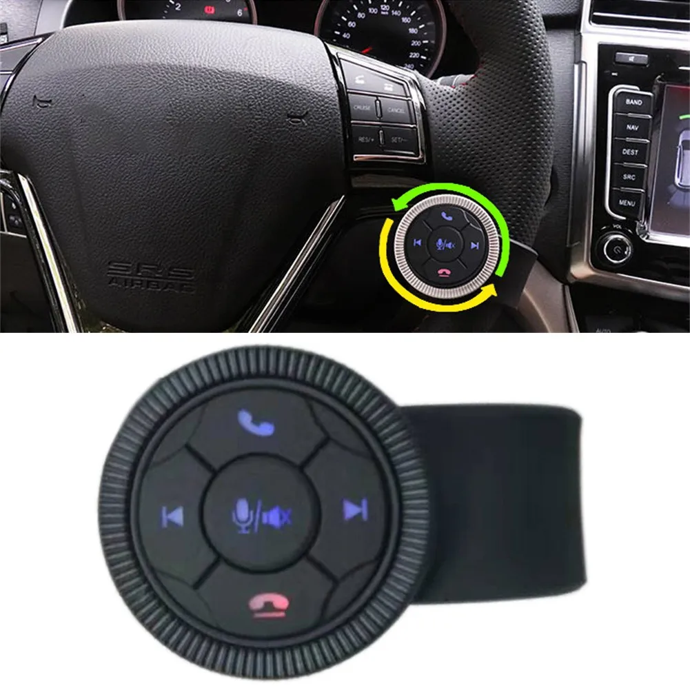 Black Steering Wheel Controller Wireless Bluetooth Phone Media Button ...