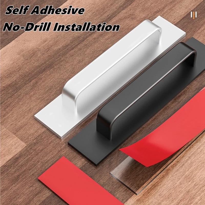 148/200mm Self-Stick Instant Cabinet Drawer Handles Pulls - Aluminum ...