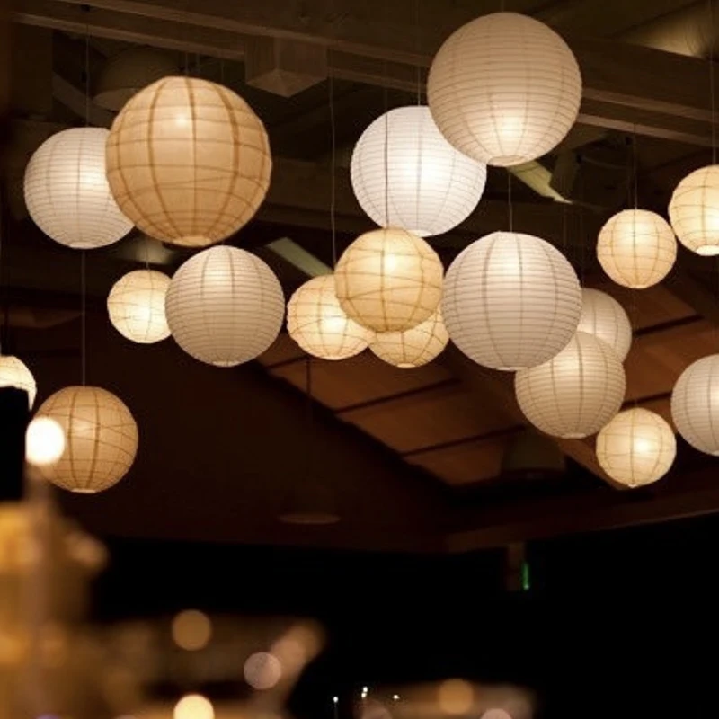 30/40/50/60pcs Mixed 4-14'' White Paper Lanterns Wedding Decoration ...