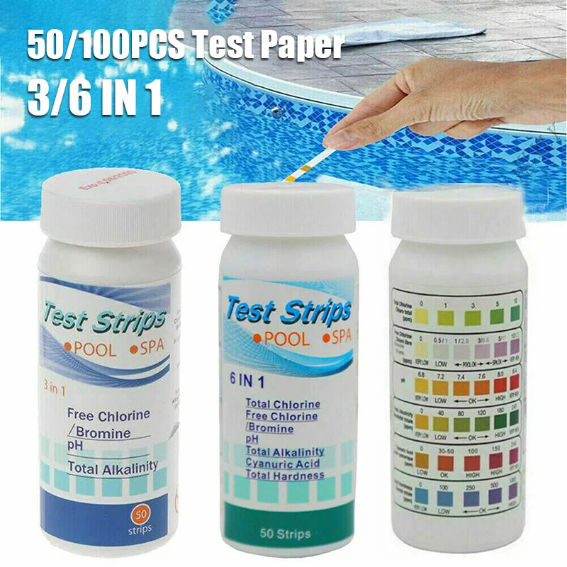 50-100x-3-6-In-1-Test-Strips-Multipurpose-Swimming-Pool-Chlorine ...