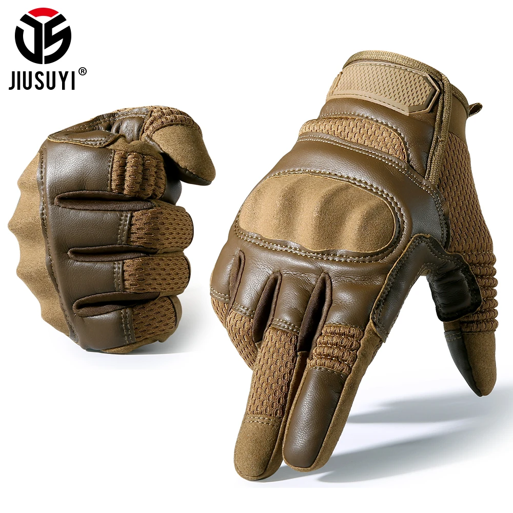 Touchscreen Tactical PU Leather Full Finger Glove SWAT Airsoft Combat ...