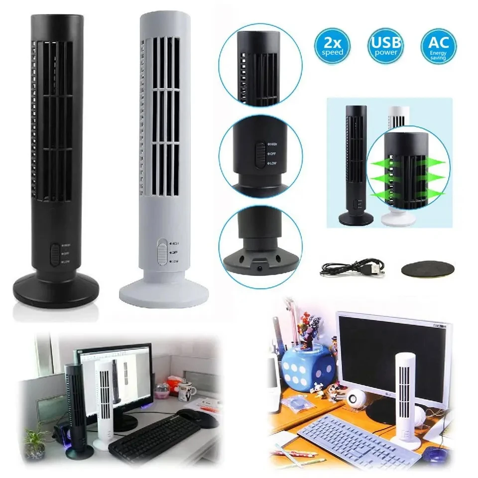 Cylinder-Bladeless-Small-Fan-USB-Office-Desktop-Tower-Fan-Space-Saving ...