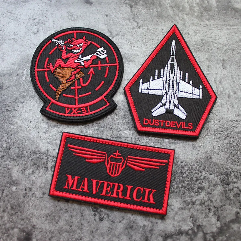 Top Gun 2 Embroidered Patches US Flag NAVY VX31 Fighter Weapons MAVERICK DUSTDEVILS Armband ...