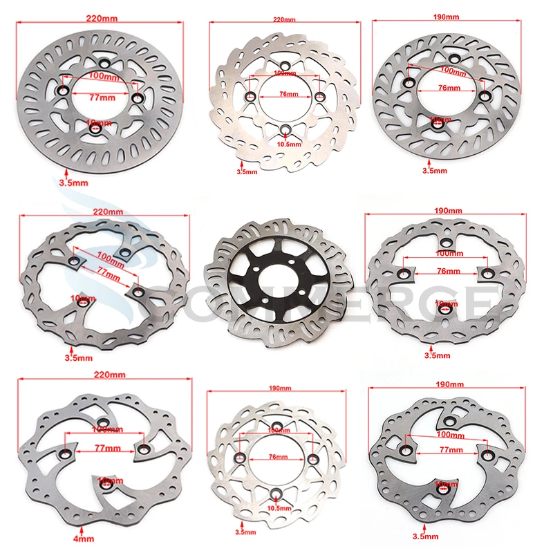 Motorcycle 180mm 190mm 220mm Front Rear disc brake plate Rotor For ...