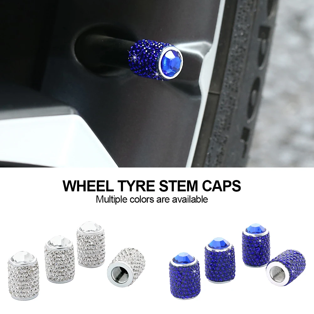 4Pcs-Long-Style-Diamond-Shining-Car-Wheel-Tyre-Stem-Air-Caps-Crown ...