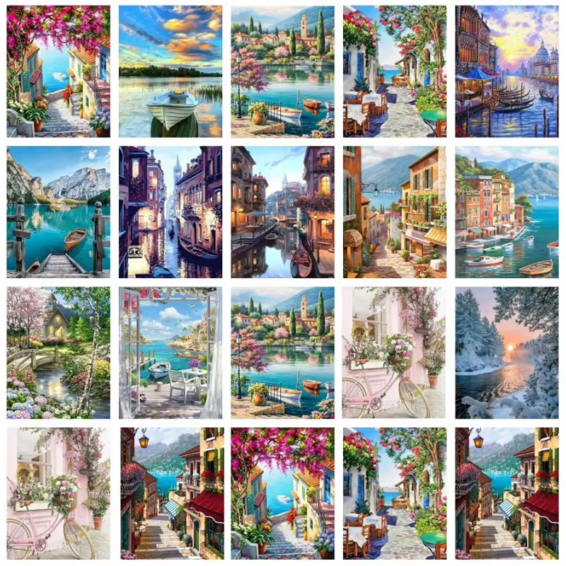 AB-Fada-Dust-Diamond-Painting-City-Street-Landscape-Home-Decor-Strass ...