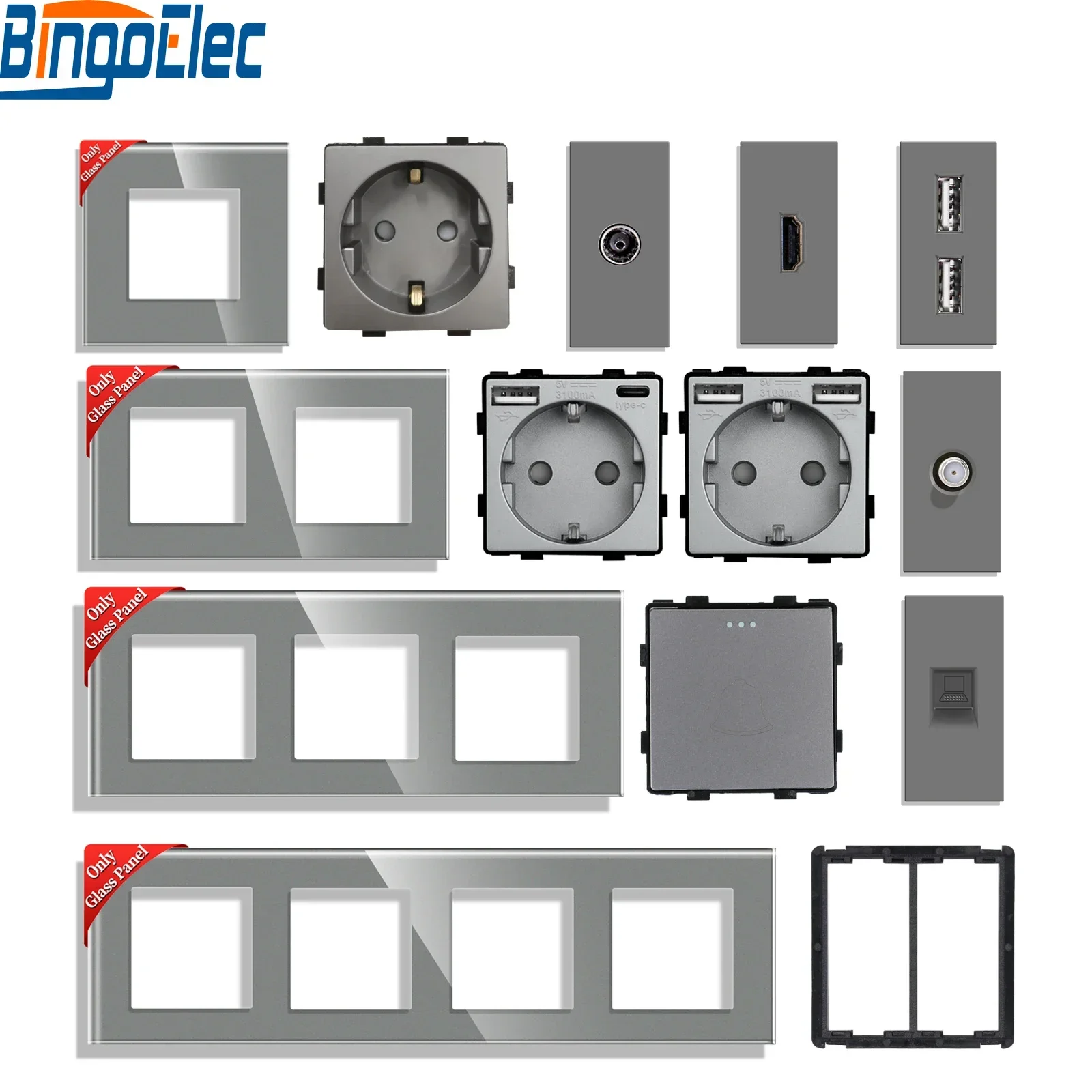 EU-Glass-Panel-Wall-Socket-with-USB-Type-c-TV-ST-CAT6-Internet-RJ45 ...