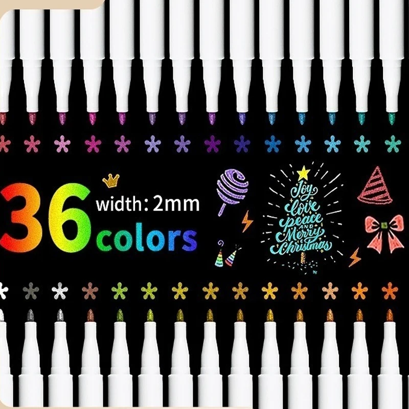Leto-12-24-36-Colors-Metallic-Marker-Pens-Color-Water-base-Pen-DIY ...