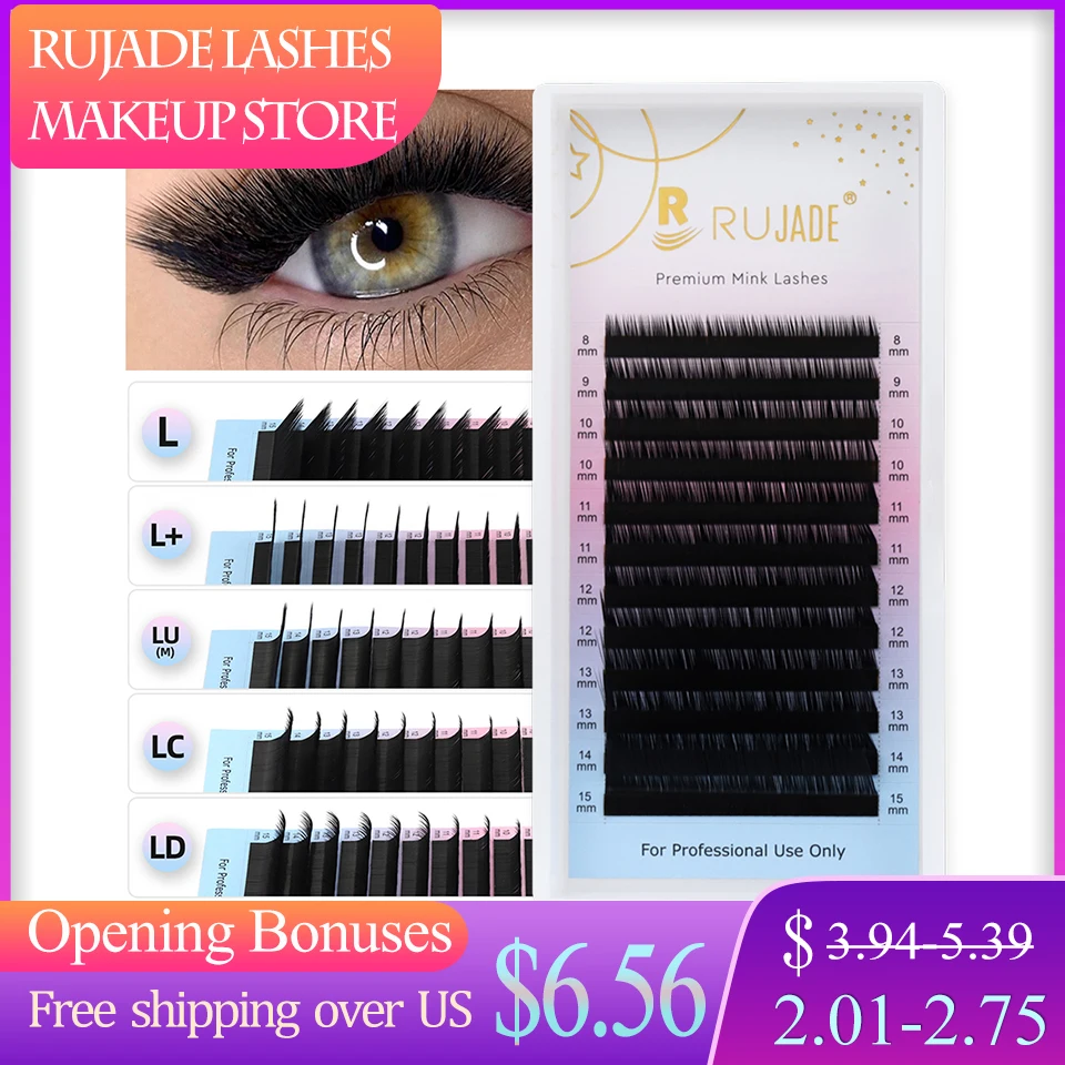 RUJADE L/L+/LC/C/CC/D/DD/LD/LU(M) Curl Individual Eyelash Extension ...