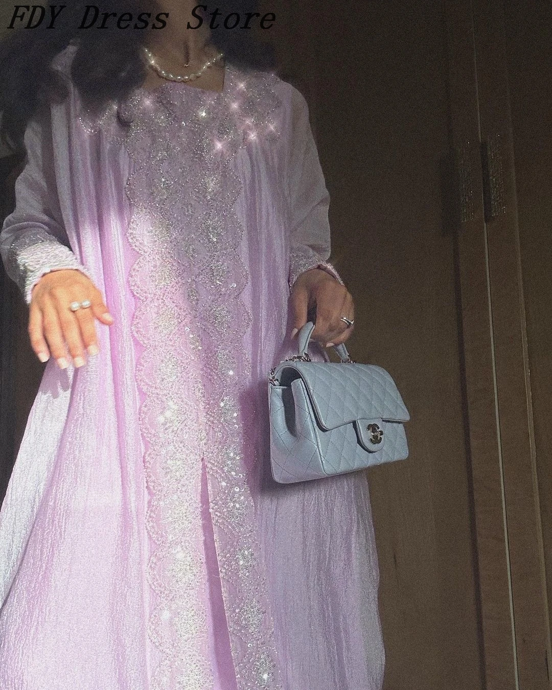 Saudi Arabia Women's Long Sleeves Prom Dresses Beadings Sequins Ankle ...