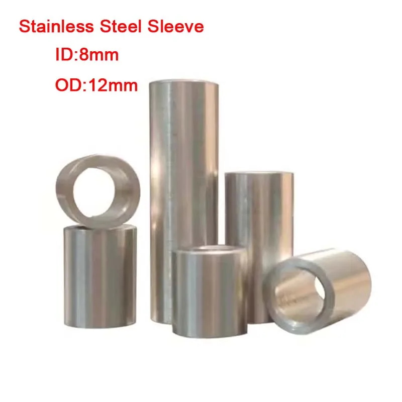 1-10Pcs ID 8mm OD12mm Stainless Steel Inner Guide Sleeve Lengthen Shaft ...