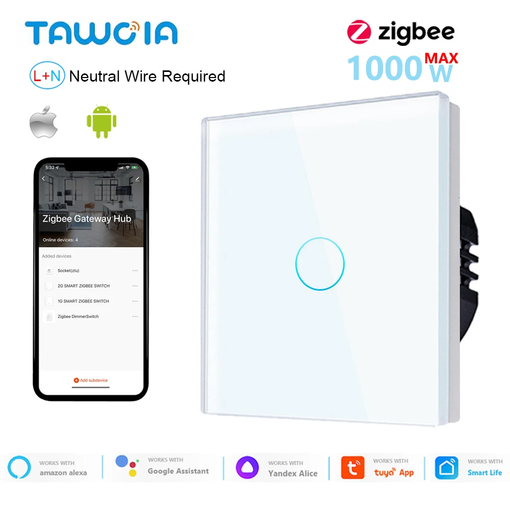 TAWOIA-EU-ZigBee-Touch-Switch-Smart-Light-Switch-Neutral-Wire-Required ...