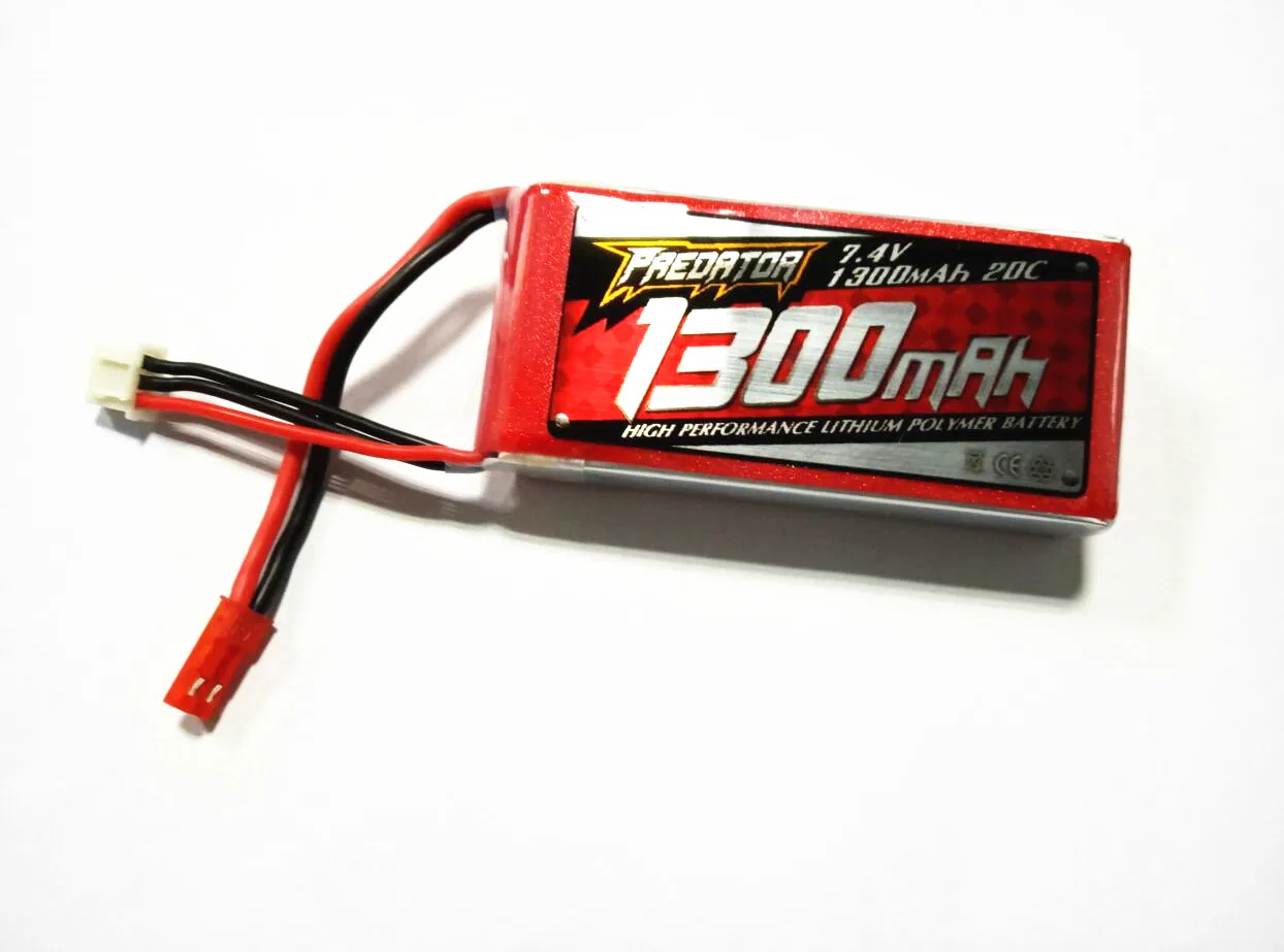 FMS Predator 2S 7.4V 1300mAh 20C JST Plug PRBAT003 for FMS 800mm Warbirds