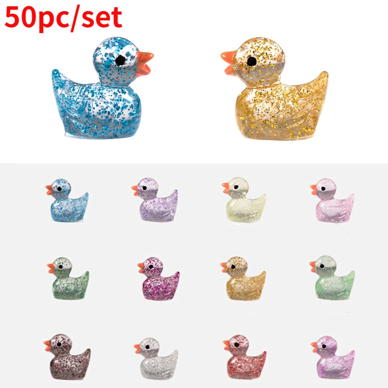 50PCS-Mini-Ducks-Sequin-Miniature-Duck-Resin-Desk-Decoration-Cute ...
