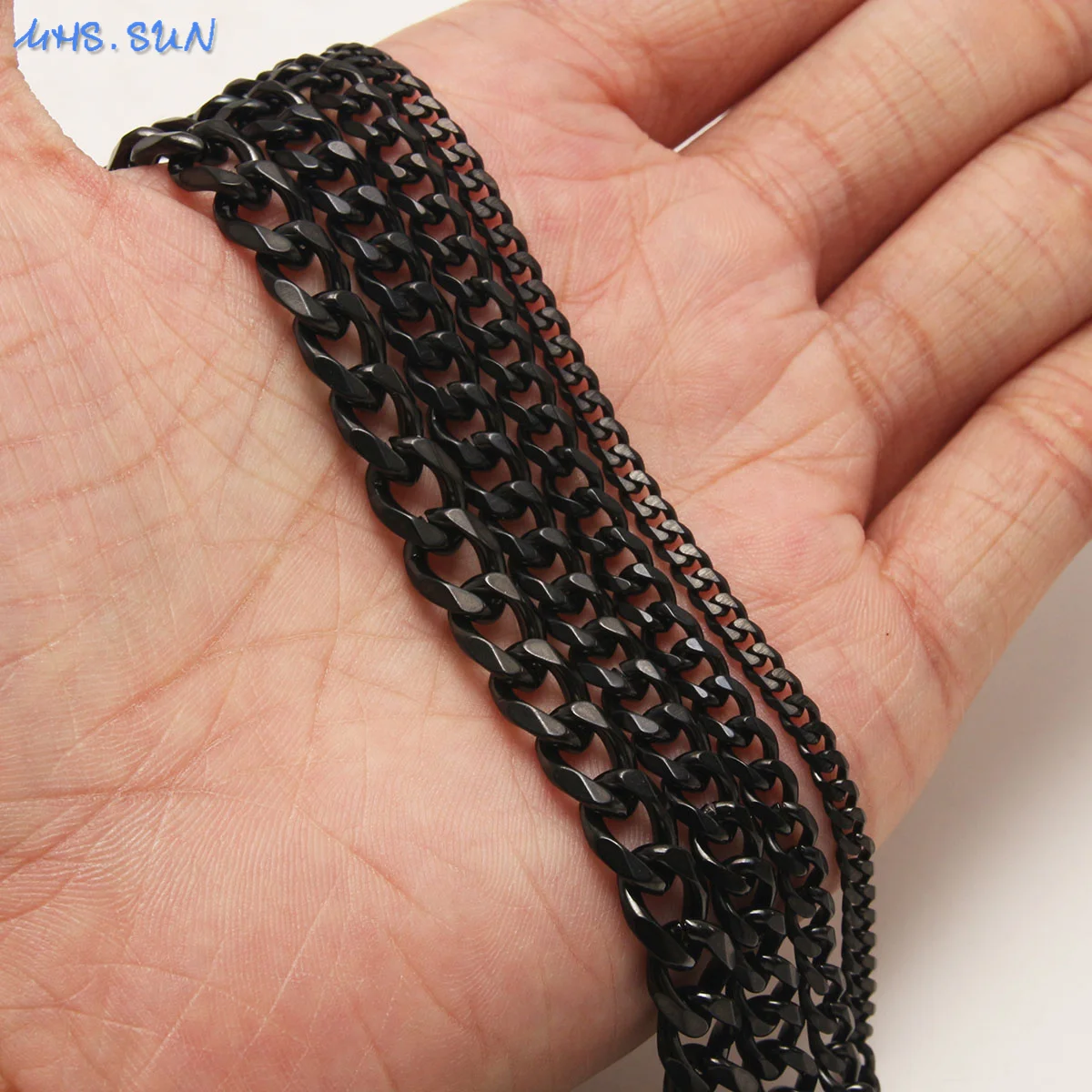 MHS-SUN-Trendy-Basic-Black-Punk-Cuban-Link-Chain-Necklace-Hiphop-4-8MM ...