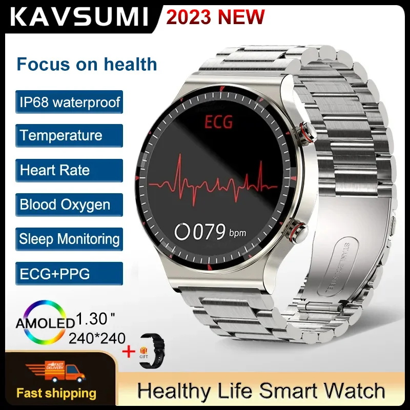 Healthy Blood Oxygen Smart Watch Men ECG+PPG Precise Body Temperature ...
