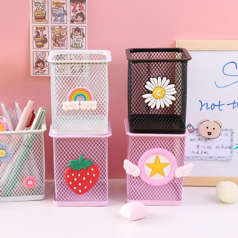 Pen-Holder-Office-Desk-Metal-Mesh-Pen-Stand-Pencil-Stationery-Organizer ...