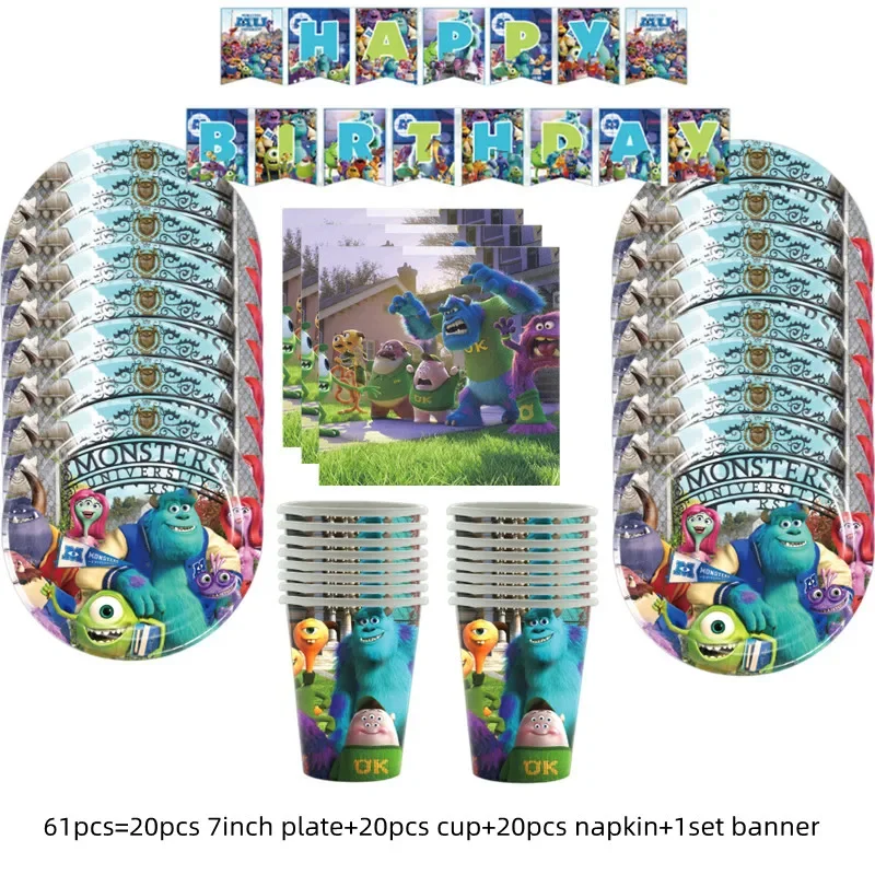 Suministros de decoración para fiesta de cumpleaños de monstruos de dibujos animados, juego de ...