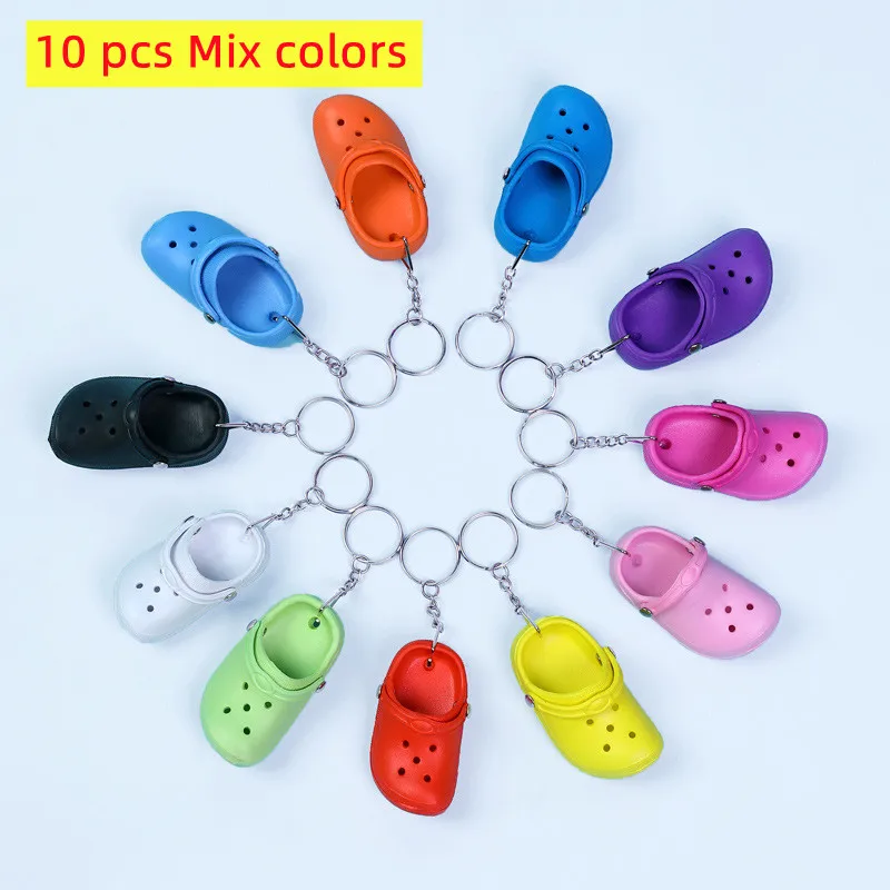 10-PcsCute-3D-Mini-EVA-Beach-Hole-Little-Croc-Shoe-Keychain-Girl-Gift ...