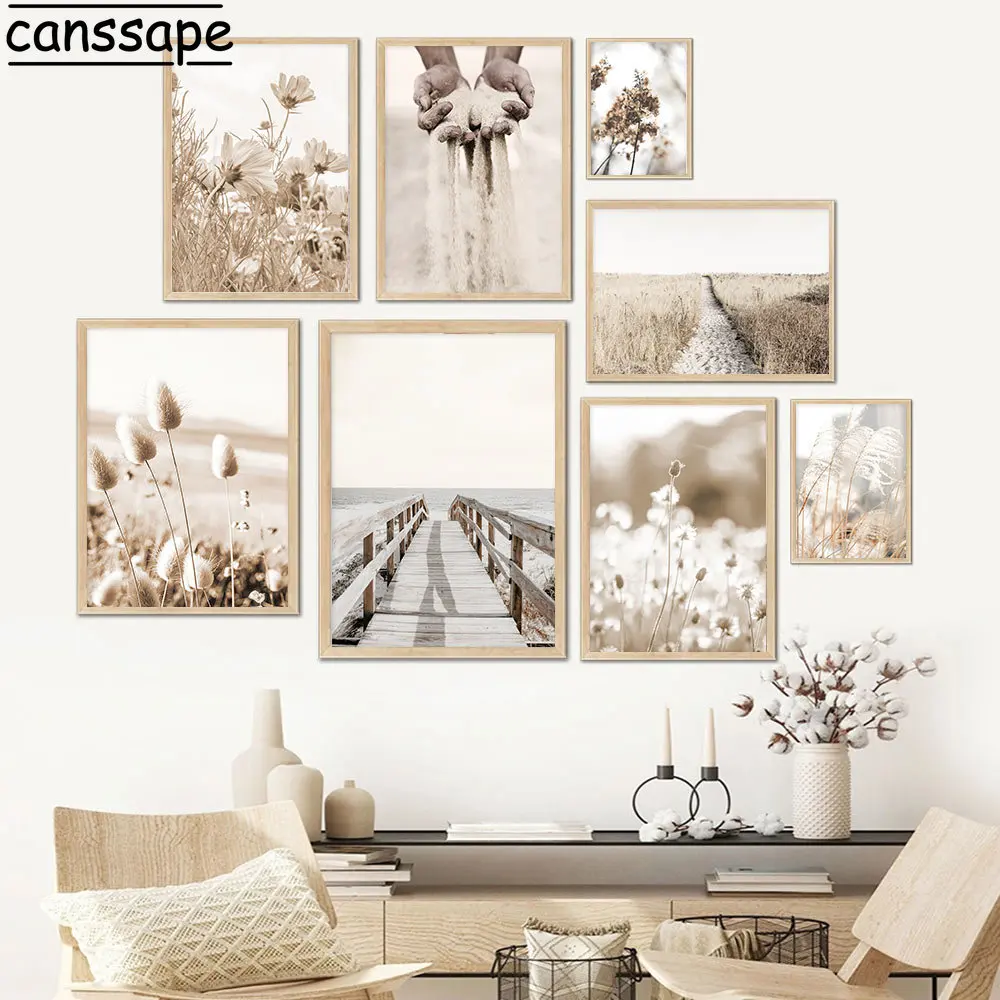 Wall Art Canvas Painting Beige | Canvas Living Room Decoration ...
