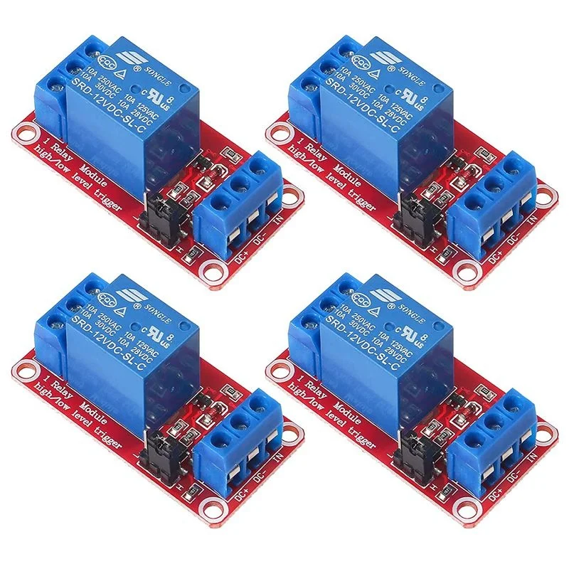 4Pcs-DC-3V-5V-12V-24V-Relay-Module-1-Channel-Relay-Board-with-OPTO ...