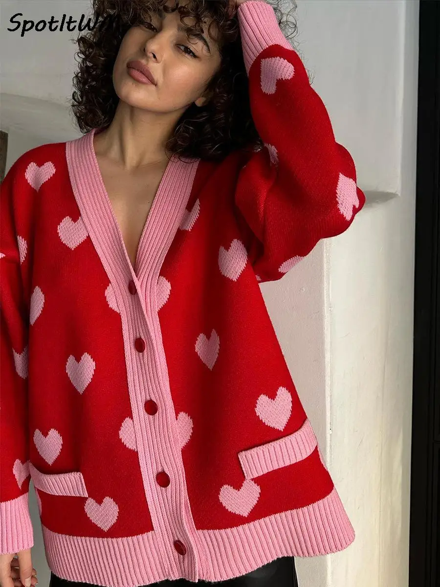 Christmas-Love-Pattern-Knitted-Cardigans-Women-Long-Sleeve-Button ...