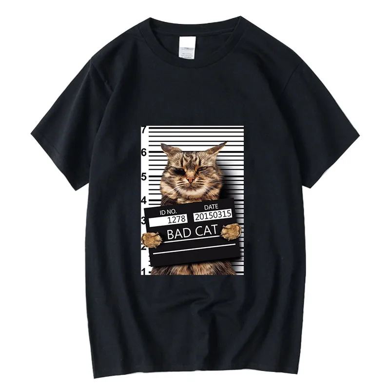 XIN-YI-Men-s-high-quality-t-shirt-100-cotton-Funny-criminal-cat-pattern ...