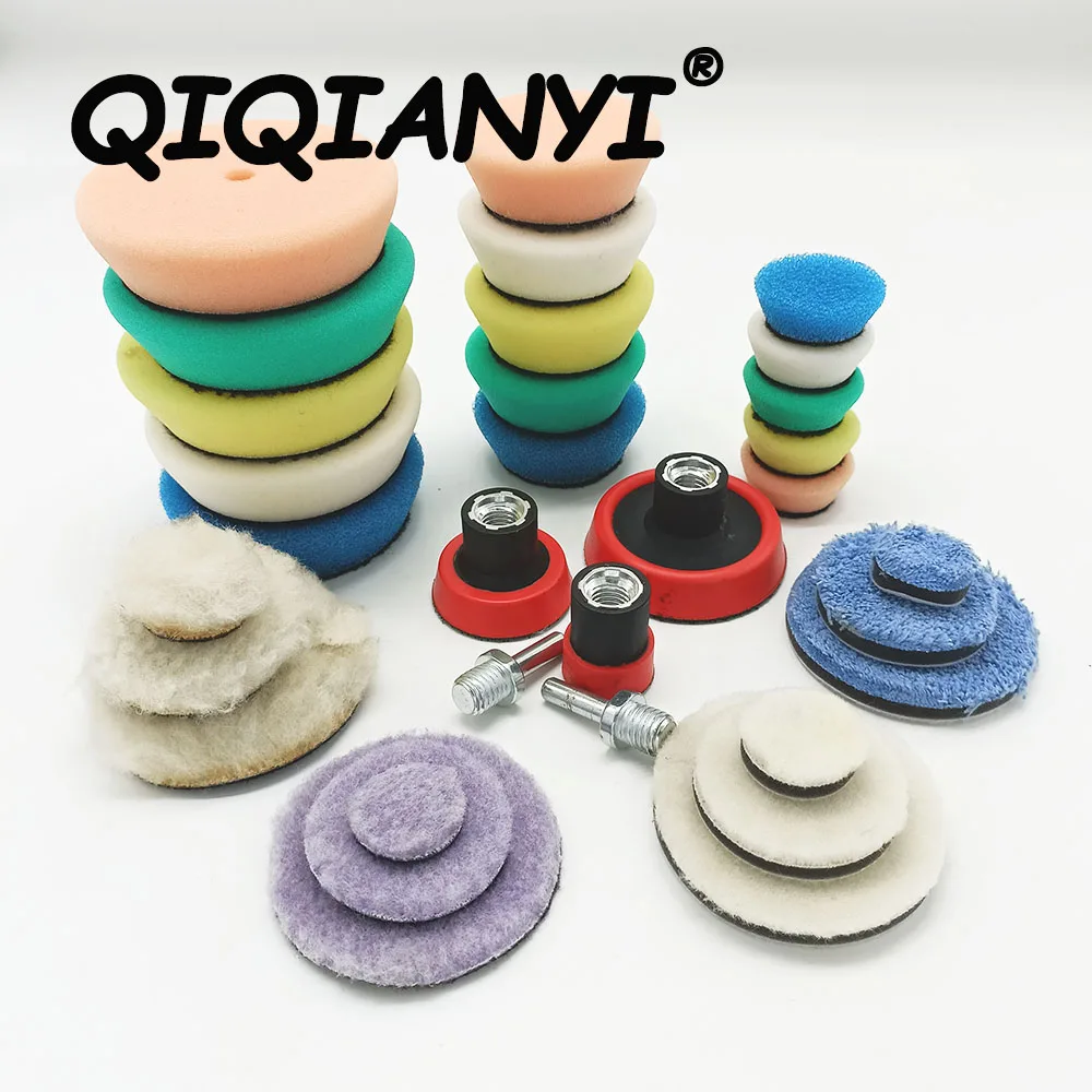 QIQIANYI-32PCS-1Inch-2Inch-3Inch-Mini-Buffing-Polijsten-Pads-Kit-Wol ...