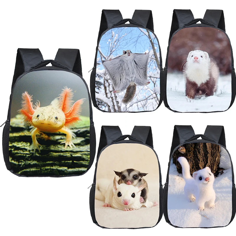 Pet-Sugar-Glider-Axolotl-Sea-Otters-Ferret-Print-Backpack-for-3-6Years ...