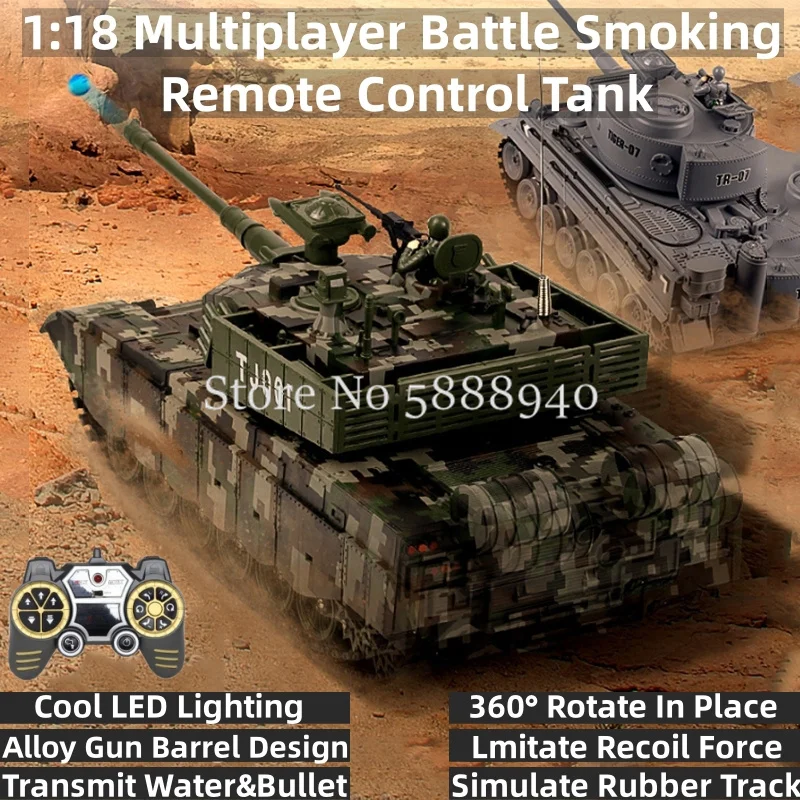 1-18-Multiplayer-Battle-Smoking-Remote-Control-Tank-2-4G-360-Rotate ...