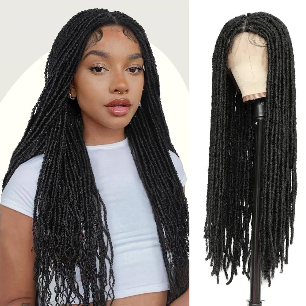 Synthetic Faux Locs Wig Full Lace Dreadlock Wig with Baby Hair Long ...