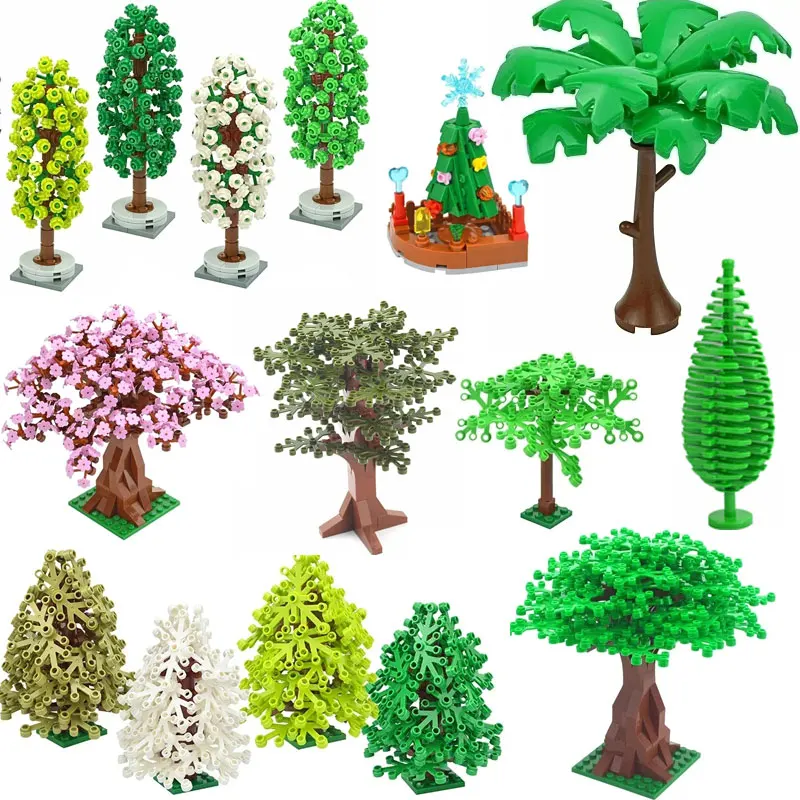 DIY-Plant-Tree-City-Bricks-Assemble-MOC-Pine-Christmas-Tree-Model ...