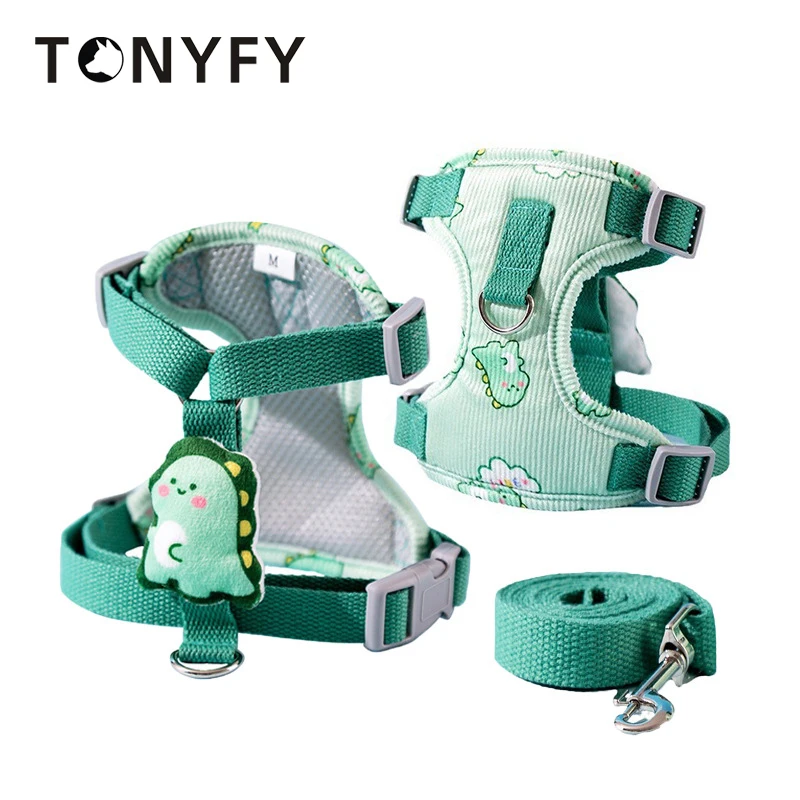 Cartoon-Pet-Dog-Harness-and-Leash-Set-Adjustable-Puppy-Collar-Strap-Pet ...