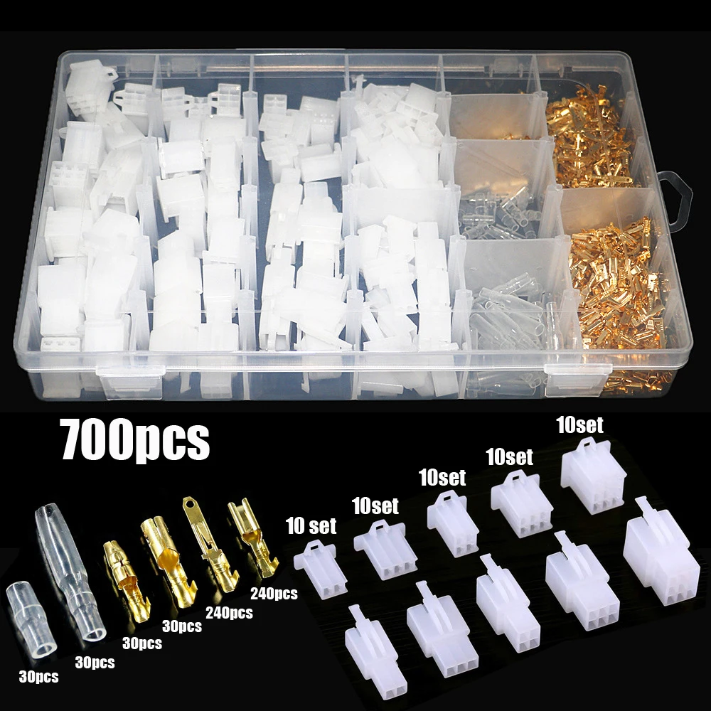 700Pcs Car Motorcycle 2.8mm 2/3/4/6/9 pin Automotive Electrical Male ...