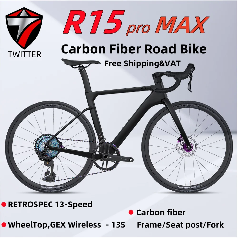 TWITTER R15pro Max Carbon Fiber Road Bike 13 Speed Hydraulic Disc Brake ...