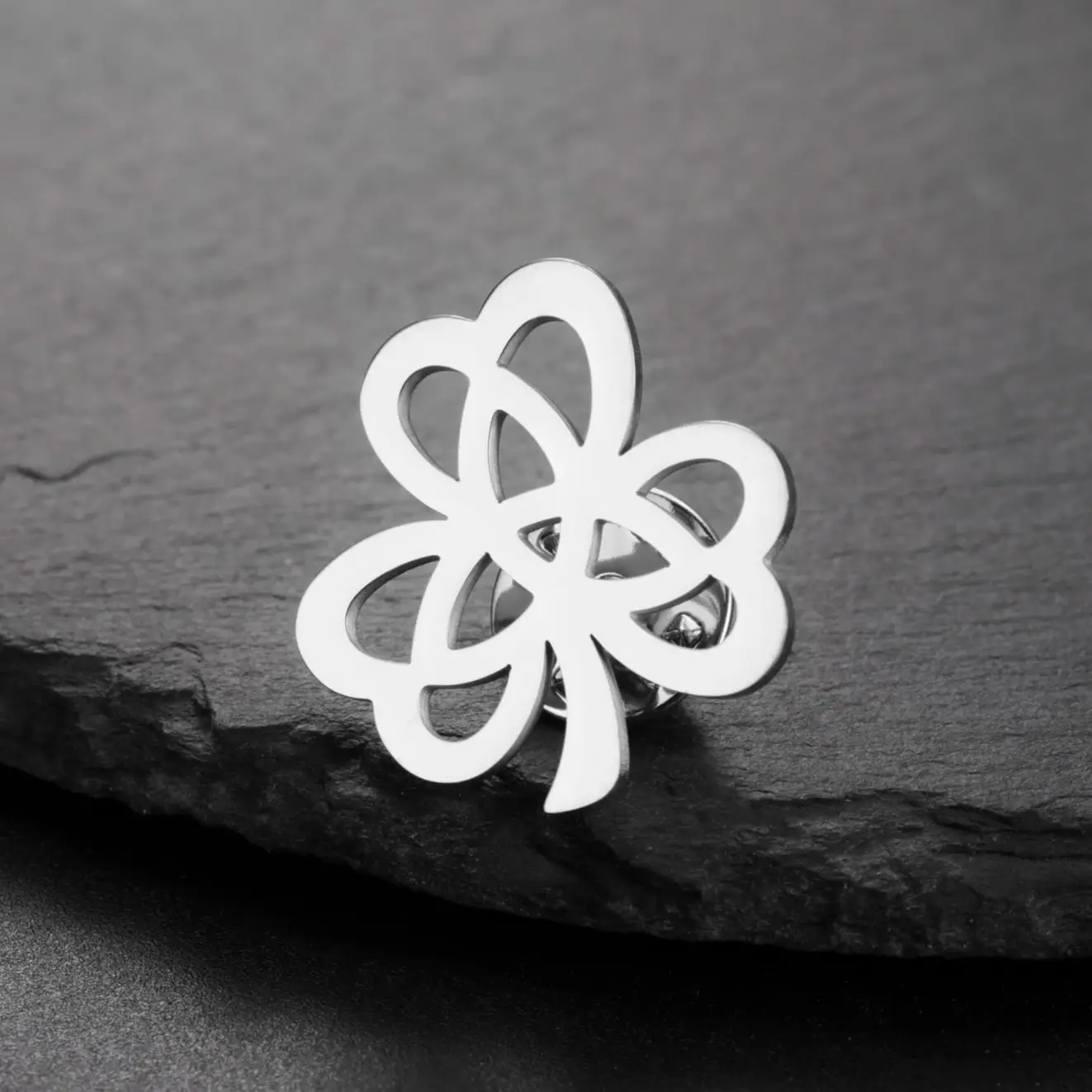 LIKGREAT Good Luck Clover Brooch for Women Men Stainless Steel Lapel ...