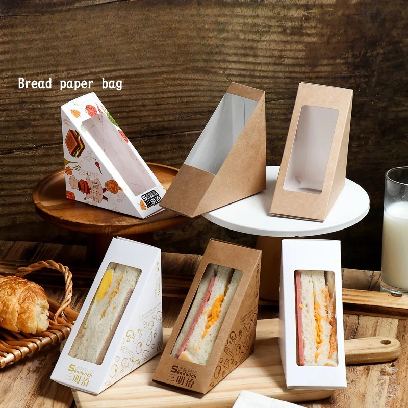 Sandwich Packaging Box Thickened Window Sandwich Paper Box Disposable ...