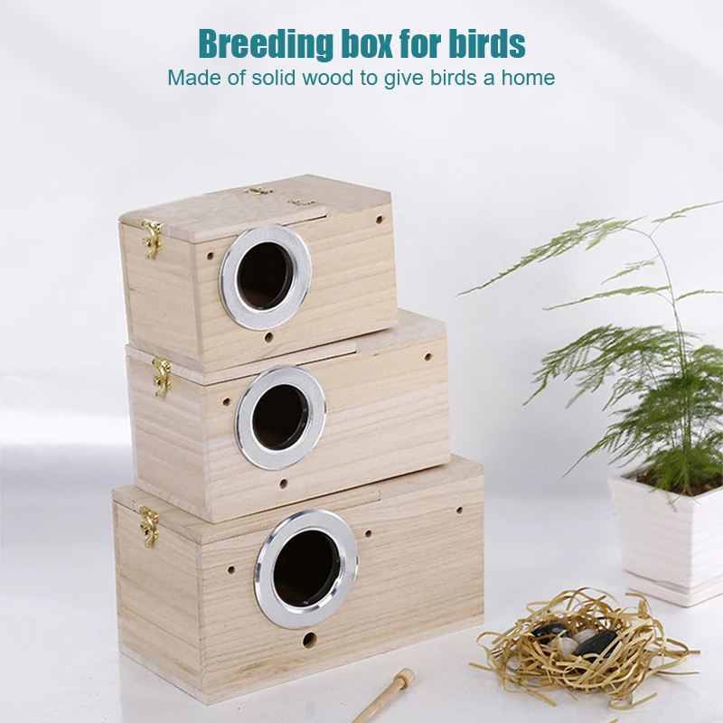 Wood-Bird-Breeding-Box-Parakeet-Nest-Box-Budgie-Cage-Wood-Pet-Bird ...