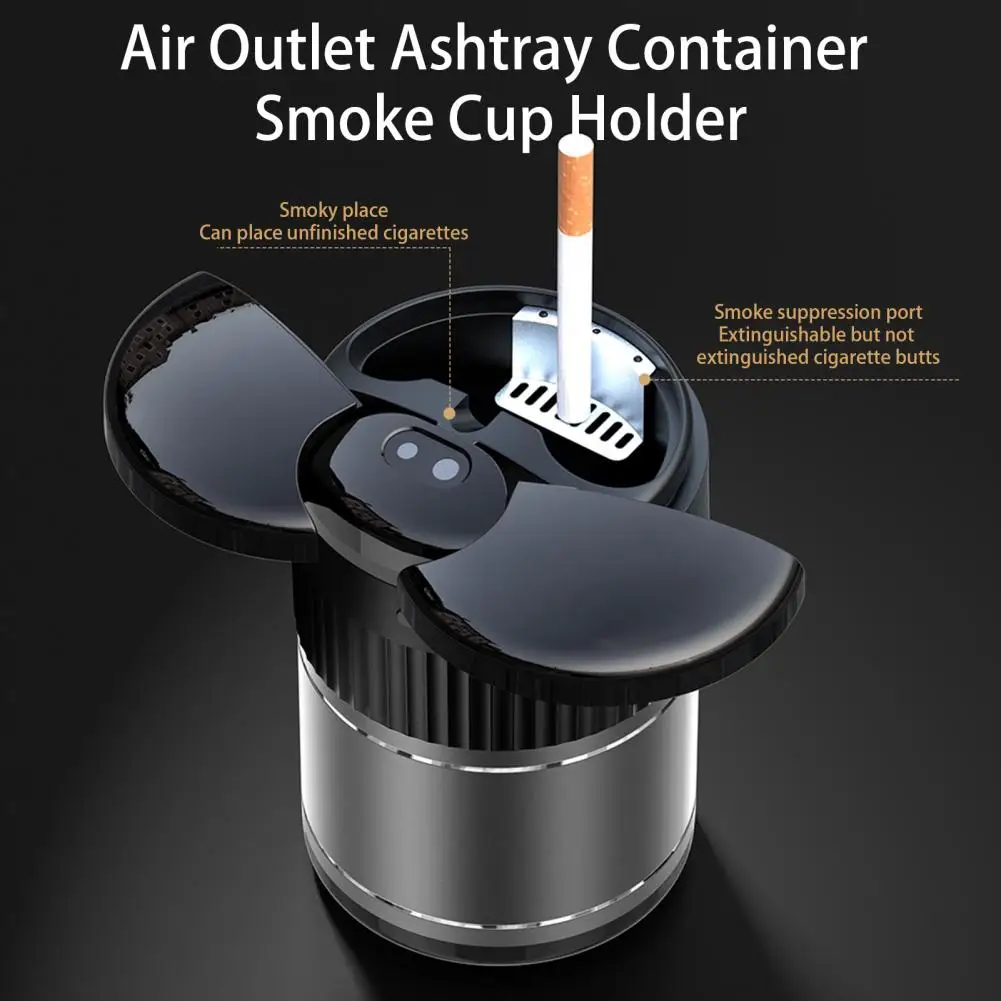 Car Smart Ashtray Auto Opening Closing Infrared Sensor USB Rechargeable ...