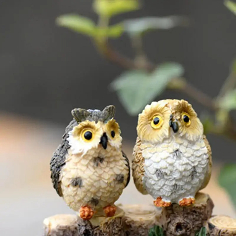 Small Owl Figurine Durable Resin Garden Statue Owl Figurine Garden ...