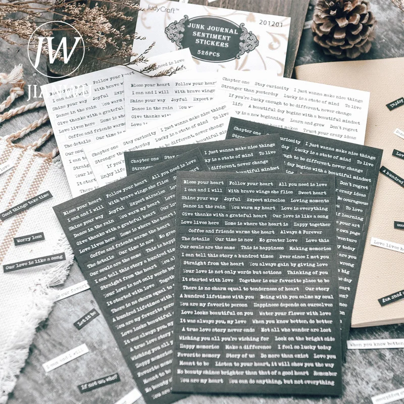 JIANWU-8-Pcs-Black-and-White-Words-Phrase-Sticker-Vintage-Bronzing ...