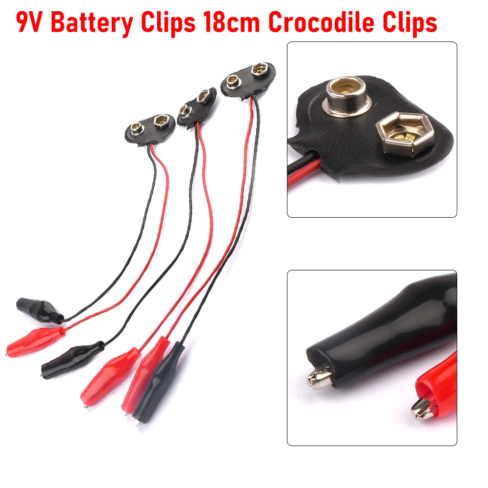 3pcs-9V-Battery-Power-Connector-Snap-Clip-Adapter-18cm-2-Wired-Cable ...