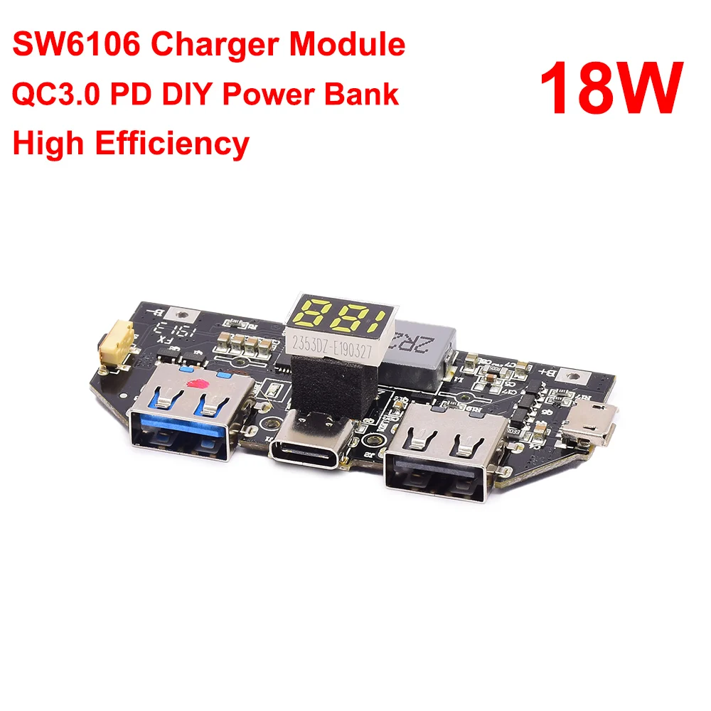 SW6106 Quick Charging Board LED Display USB Type-C QC3.0 PD 5V-12V Fast ...