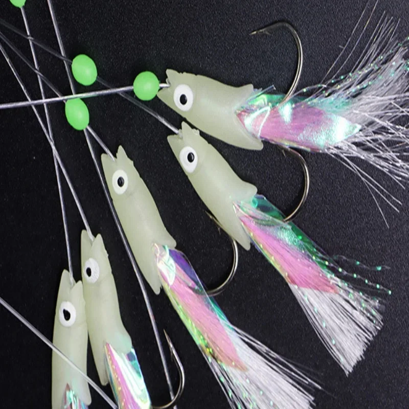 5pcs-Laser-Fish-Skin-Hook-luminoso-esca-artificiale-pesca-Sabiki-Rig ...