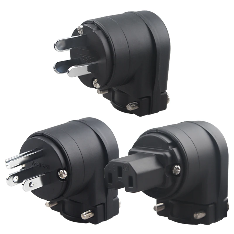 L Shape 90° Rhodium Plated Copper Us / Au Plug Connector Hifi Audio Ac ...