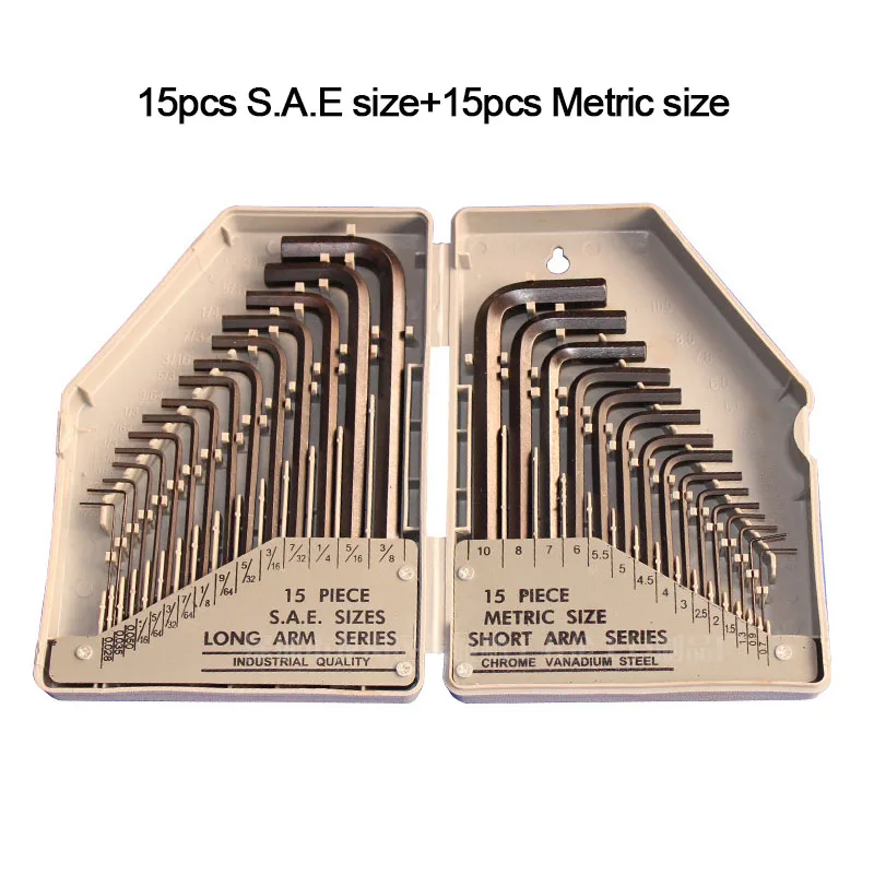 30Pcs Wrench Set Hex Key Allen Wrench 0.028"- 3/8" Inch & 0.7mm-10mm ...