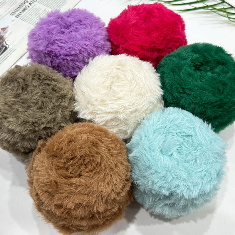 Coarse Yarn Imitates Rabbit Hair Long Haired Mink Fur Line Handmade ...